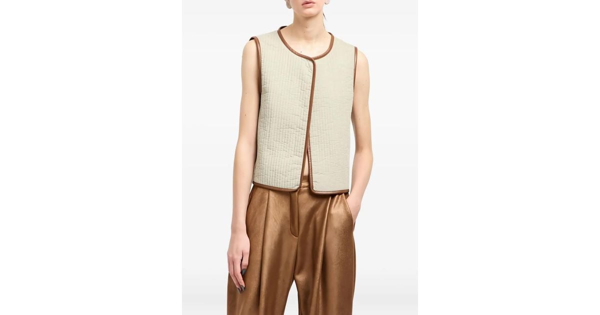 Giorgio Armani Quilted Silk Vest in Natural | Lyst UK