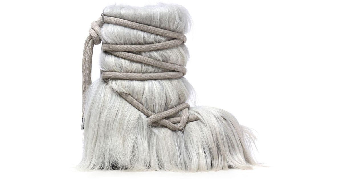 Rick Owens Lunar Mega Tractor Boots in White for Men | Lyst