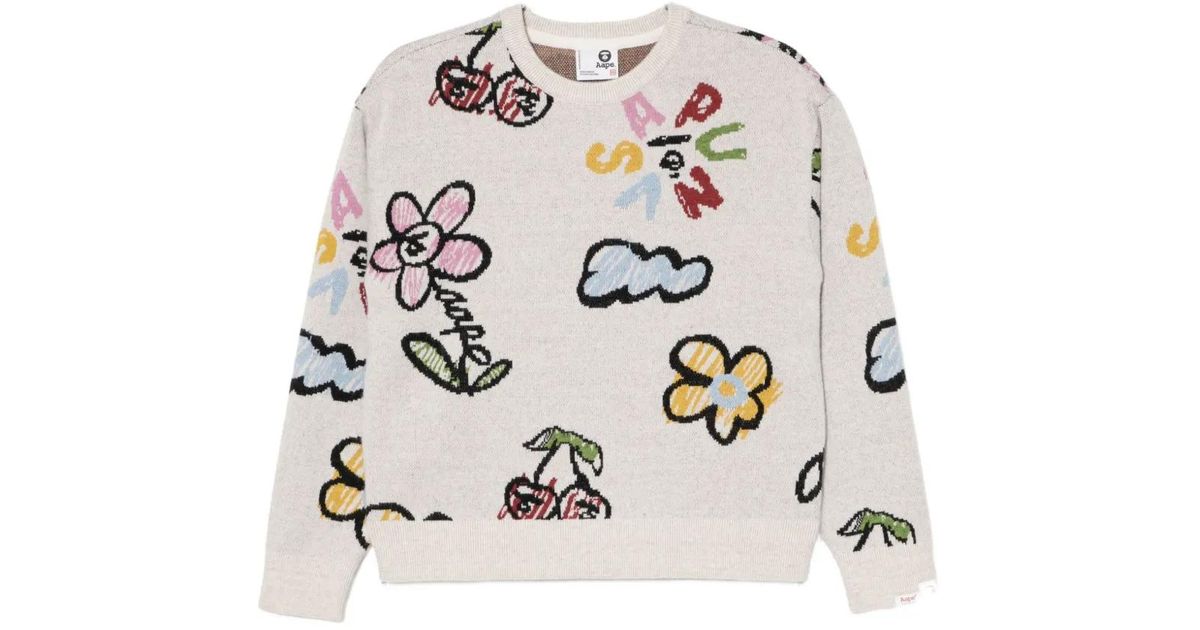 Aape By A Bathing Ape Graphic-Print Jumper in White | Lyst UK