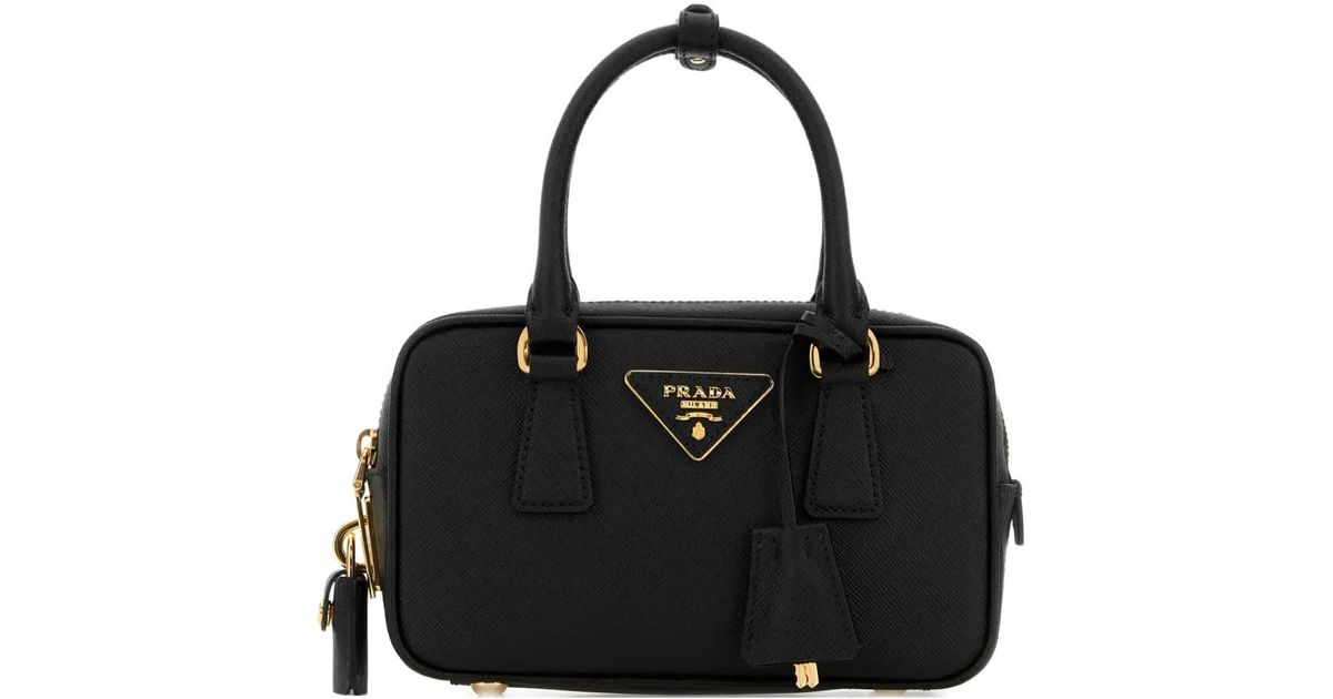 Prada Mini Galleria Leather Top-Handle Tote Bag in Black | Lyst UK