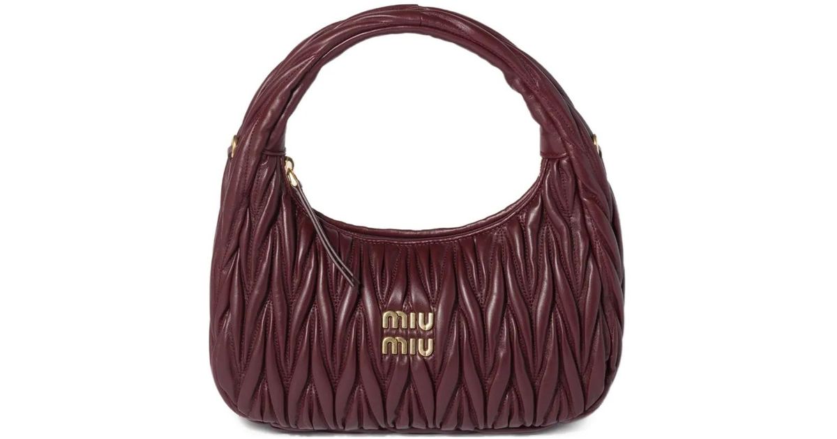 Miu Miu Wander Leather Tote Bag in Purple | Lyst