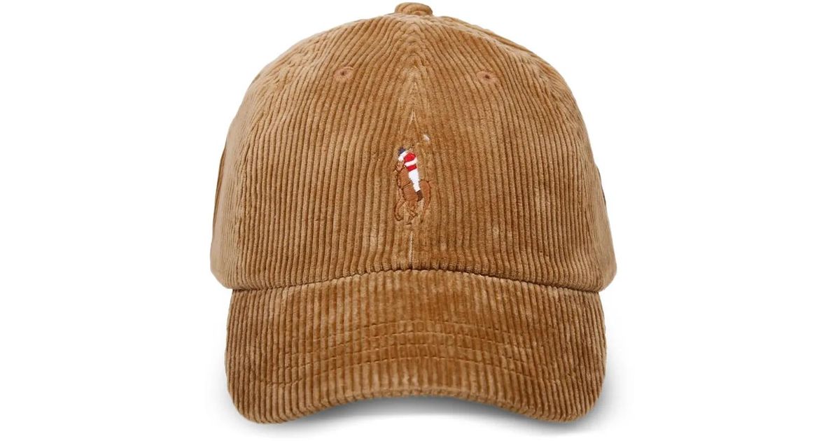 Ralph Lauren Corduroy Logo-Embroidered Cap in Brown for Men | Lyst UK