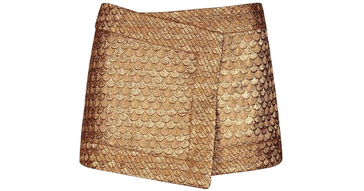 Johanna Ortiz Scale-Pattern Wrap Mini Skirt in Natural | Lyst UK