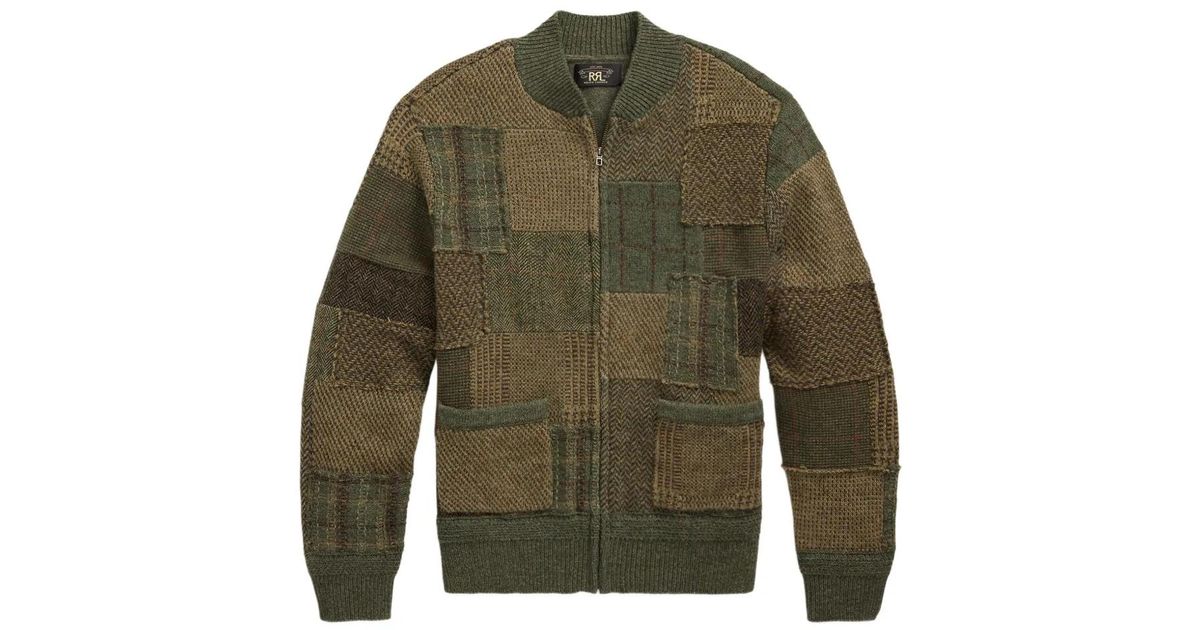 RRL Patchwork-Design Cardigan in Green for Men | Lyst UK