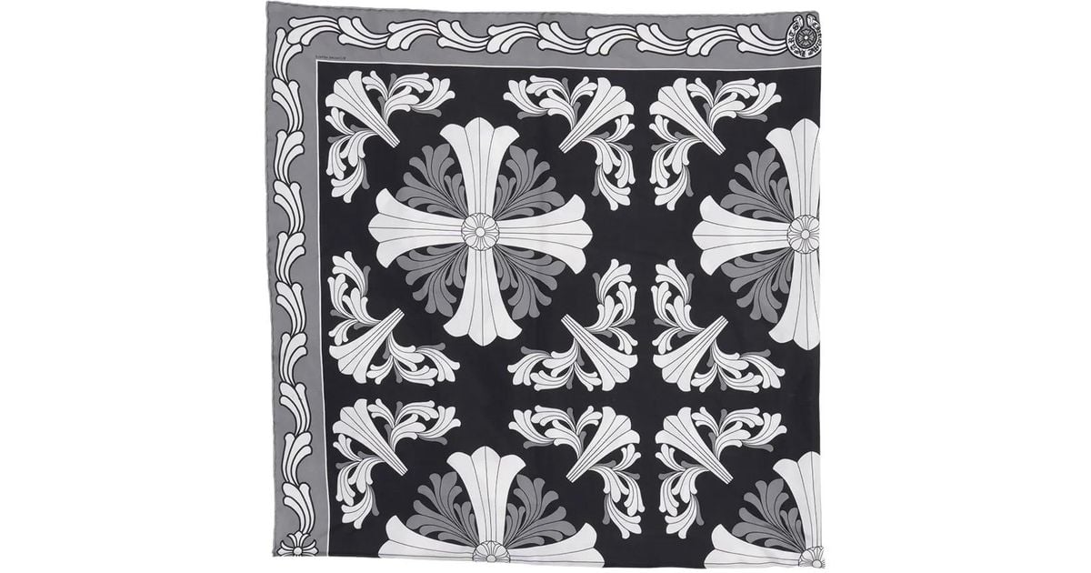 Chrome Hearts Floral Cross Silk Scarf in Black for Men | Lyst