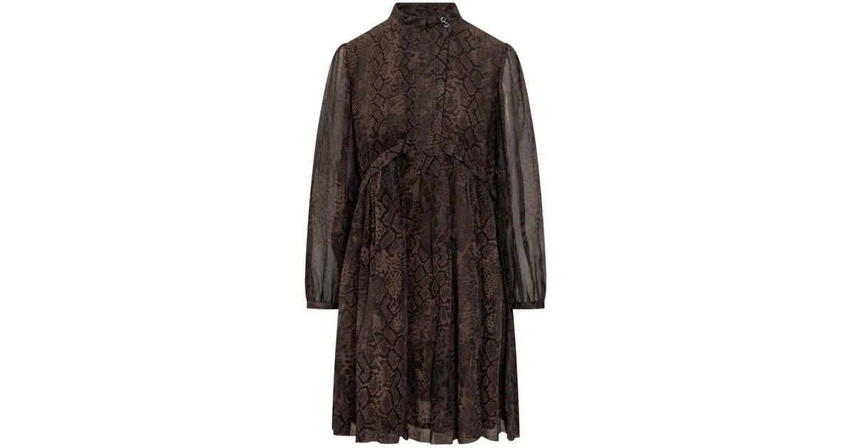 Ba&sh Button Snakeskin Simba Dress in Grey | Lyst UK