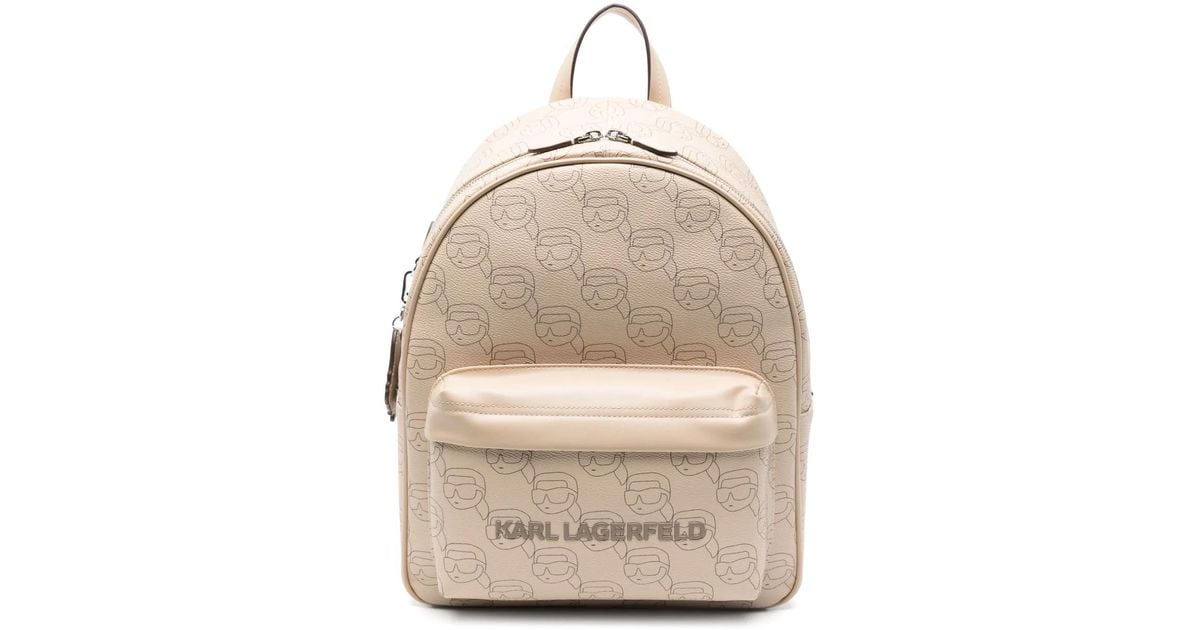 KARL LAGERFELD Ikon Monogram Backpack in Natural | Lyst