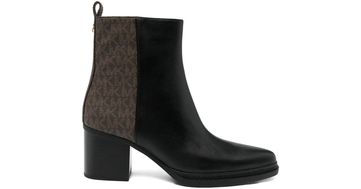 Michael Kors Lex Leather And Signature Logo Boots in Black | Lyst UK