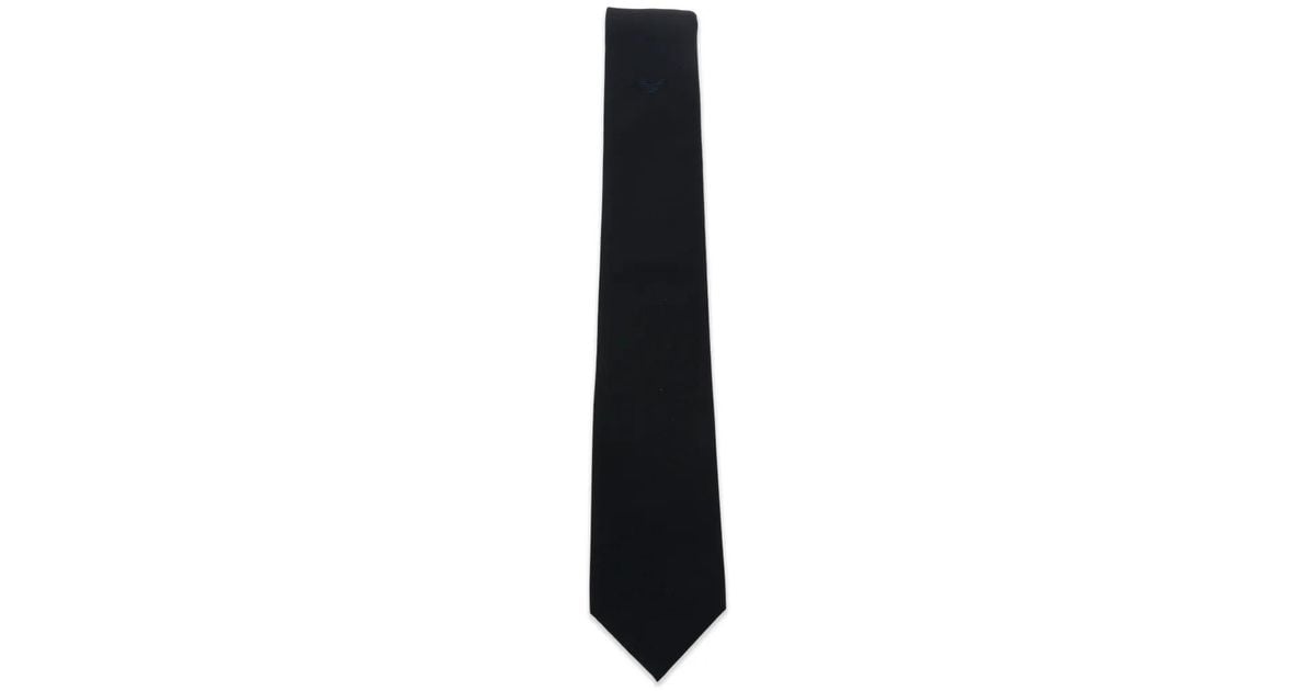 Emporio Armani Logo-Embroidered Pointed Tie in Black for Men | Lyst UK