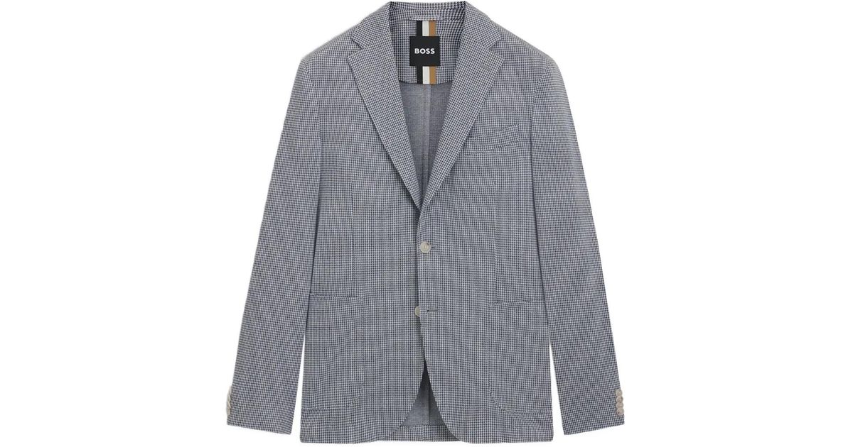 BOSS Houndstooth Check Blazer in Grey for Men | Lyst UK