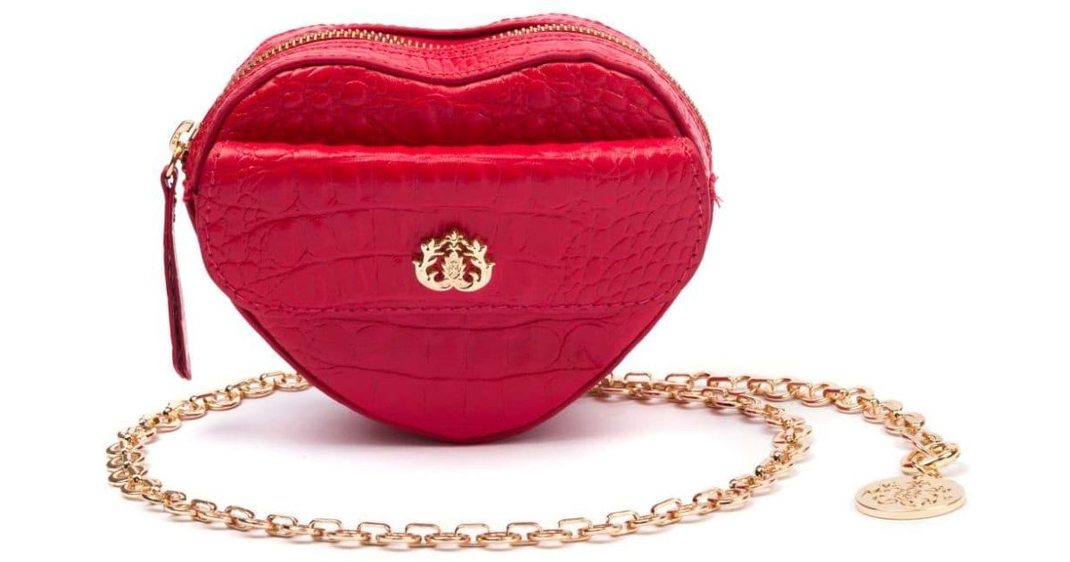 Isla Mini Heart Leather Mini Bag in Red | Lyst