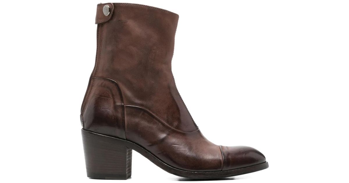 Alberto Fasciani Zip-Up Block-Heel Boots in Brown | Lyst UK