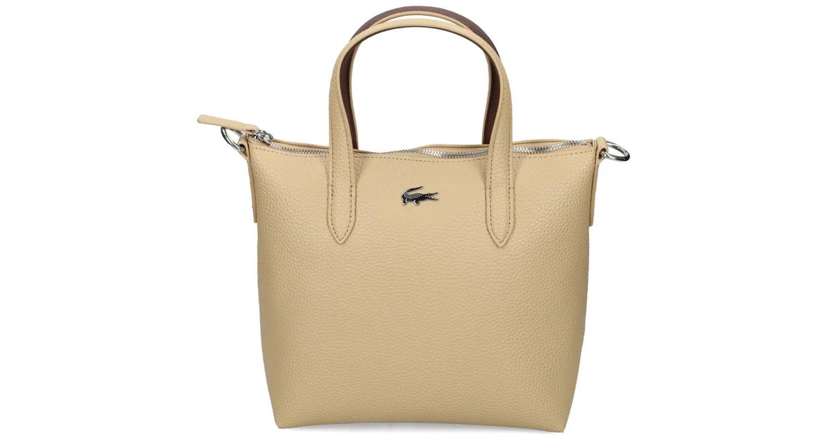 Lacoste Anna Mini Tote Bag in Natural | Lyst