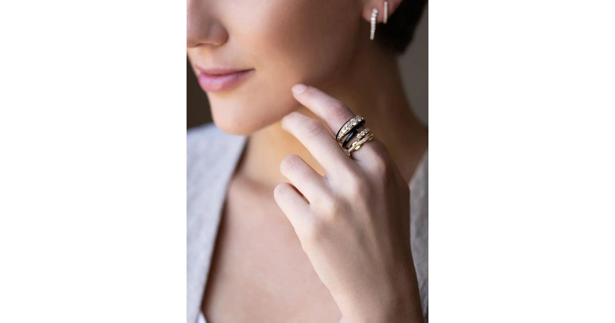 Melissa Kaye 18K Lola Diamond Ring in Brown | Lyst UK