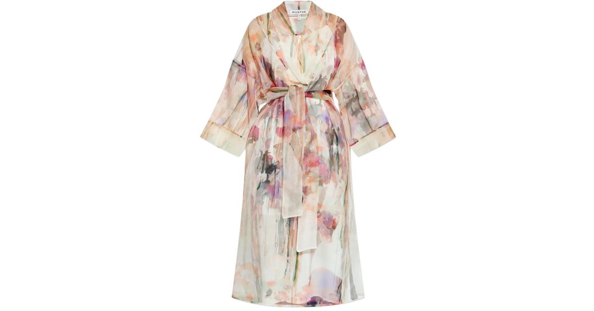 Munthe Floral-Print Sheer Coat in White | Lyst