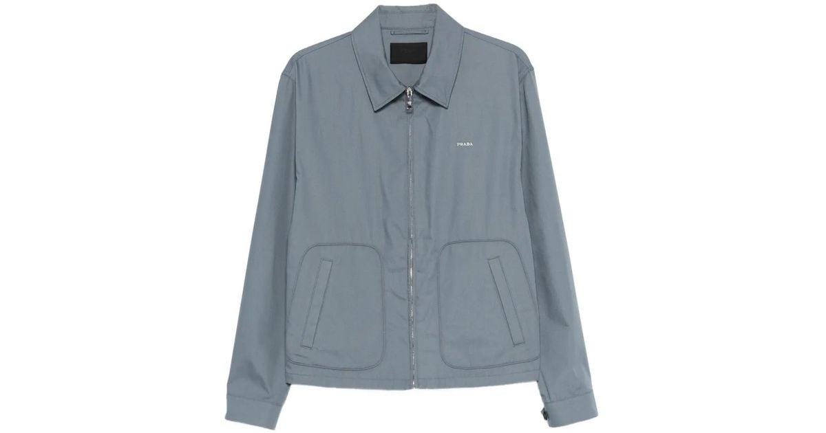 Prada Triangle-Logo Jacket in Blue for Men | Lyst UK