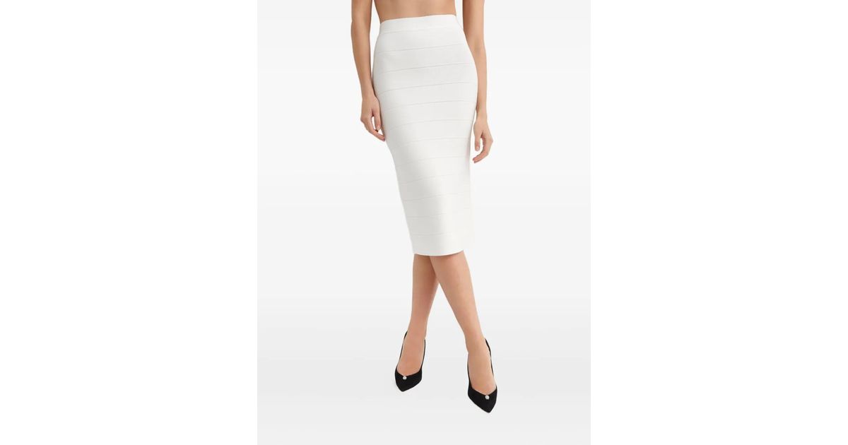 Hervé Léger Icon Bandage Pencil Skirt in White | Lyst UK