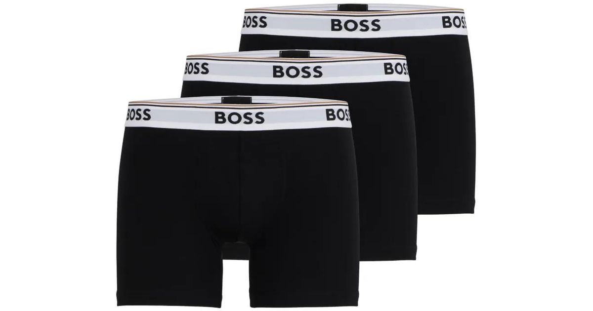 BOSS Logo-Waistband Jersey Boxers (Pack Of Three) in Black for Men | Lyst