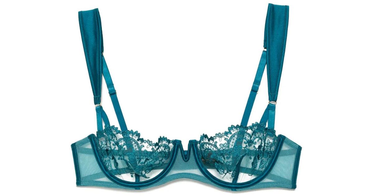 Kiki de Montparnasse Juliette Balconette Bra in Blue | Lyst