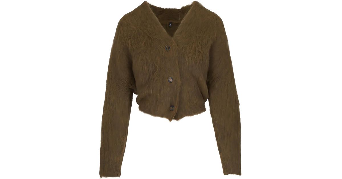 R13 Button Cropped Cardigan in Green | Lyst UK