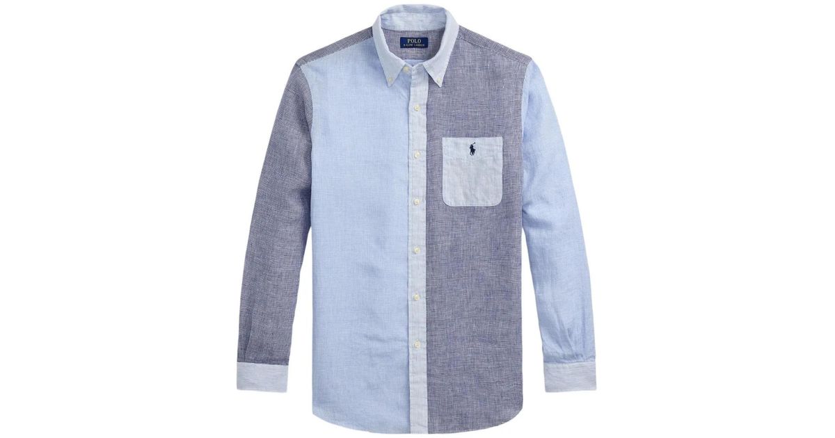 Polo Ralph Lauren Colour-Blocked Button-Up Shirt in Blue for Men | Lyst