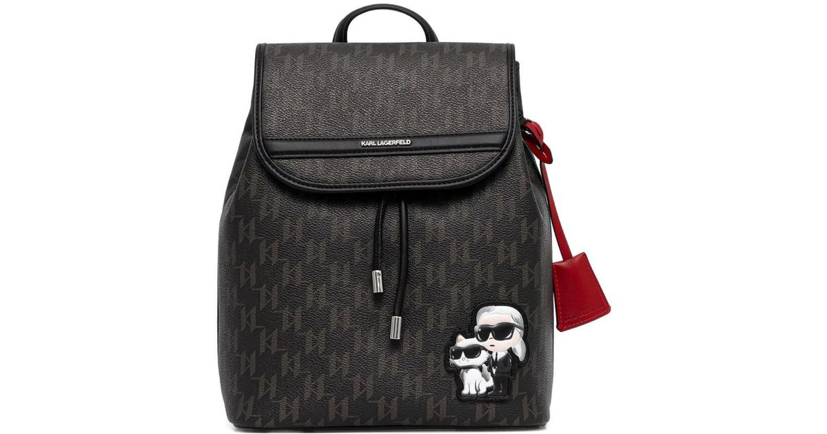 KARL LAGERFELD Logo-Appliqué Monogram Backpack in Black | Lyst