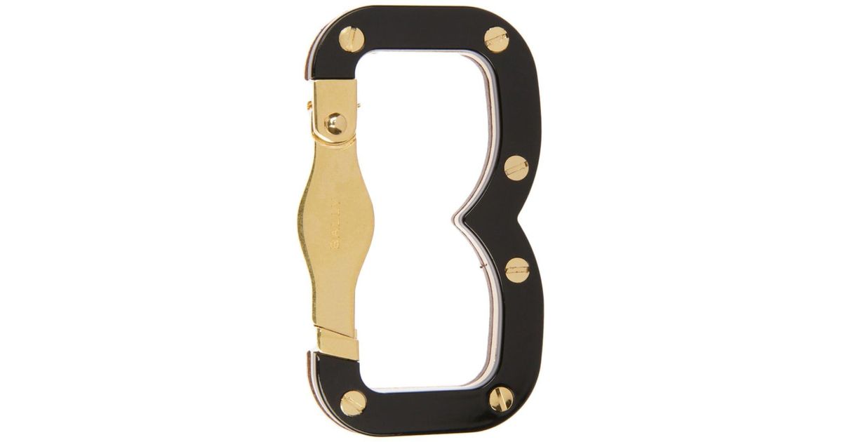 Bally Carabiner Geometric Keychain in Black for Men | Lyst UK