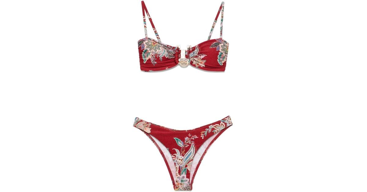 Zimmermann Rhiannon Knot Trim Bikini By in Red | Lyst