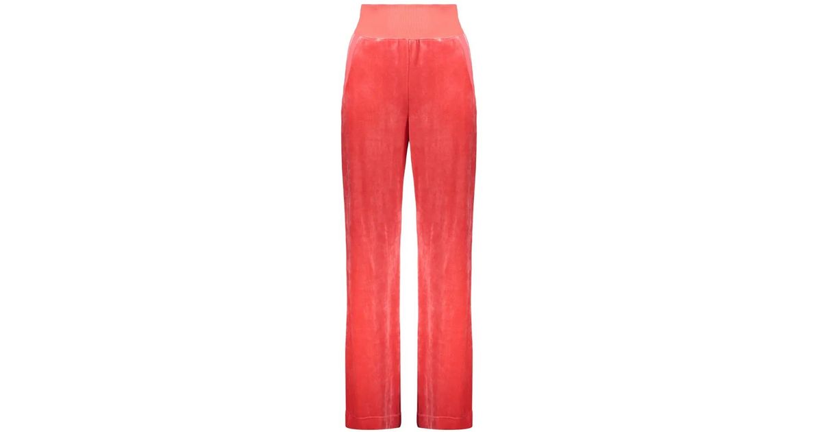 Alberta Ferretti Velvet-Effect Track Pants in Red | Lyst UK