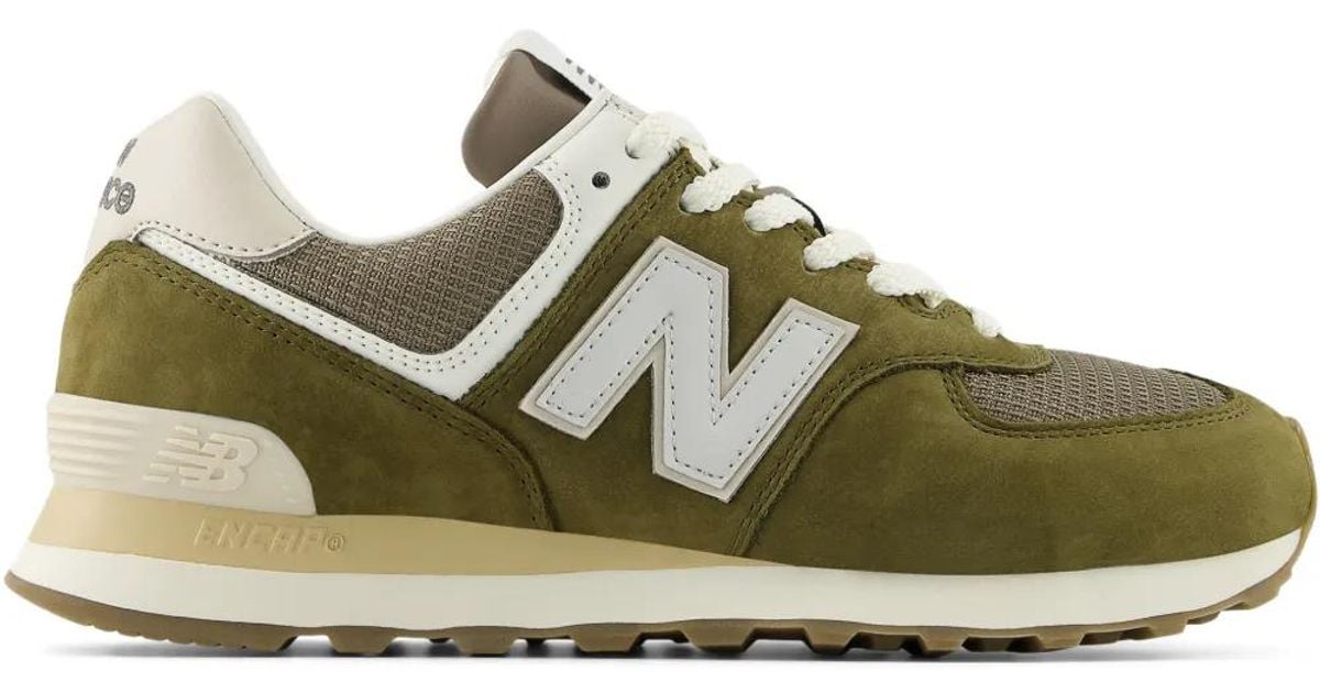 New Balance Suede Logo Sneakers in Green | Lyst UK