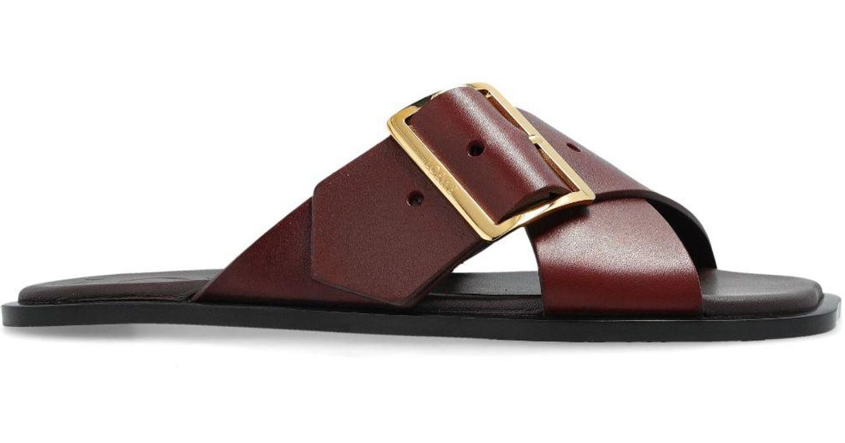 Loewe Petal Belt Slides in Brown | Lyst