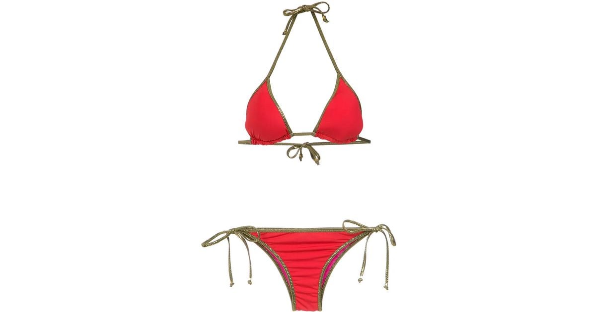 Amir Slama Tone Trimming Bikini Set in Red | Lyst