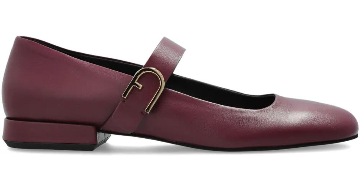 Furla Buckle-Strap Ballerina Shoes in Purple | Lyst