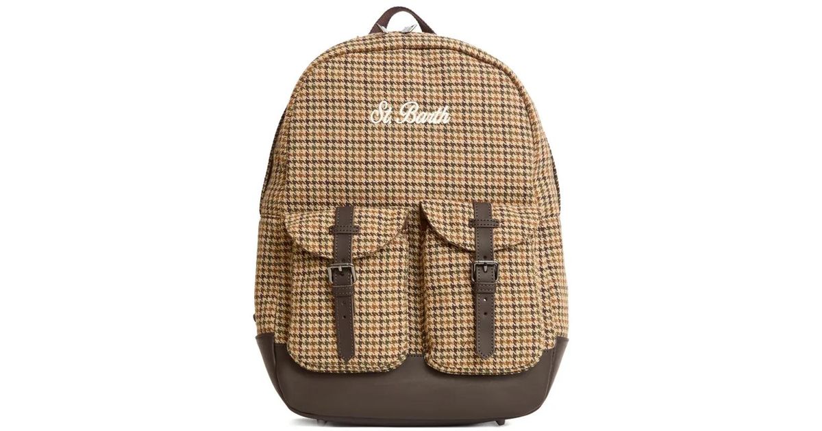 Mc2 Saint Barth Houndstooth Pocket Backpack in Natural for Men | Lyst UK