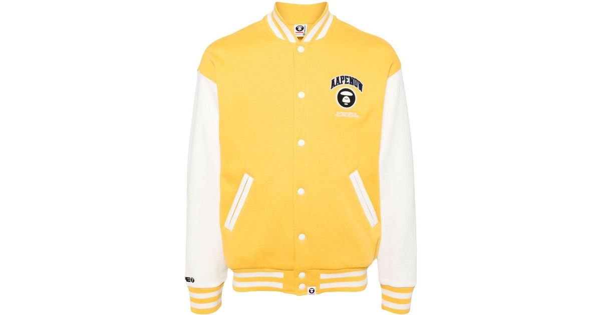 Aape By A Bathing Ape Logo Colorblock Baseball Jacket in Yellow for Men ...