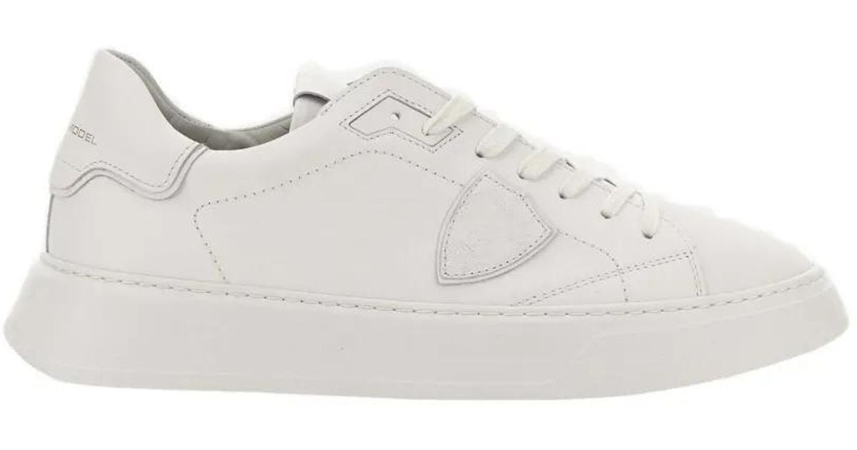 Philippe Model Logo-Patch Leather Sneakers in White for Men | Lyst UK