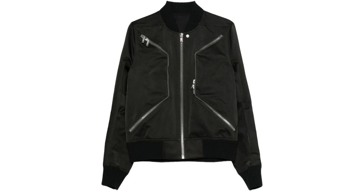 Rick Owens Heizer Flight Zipped Bomber Jacket in Black for Men | Lyst UK