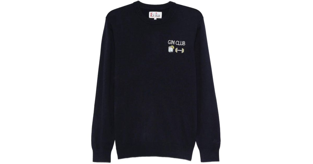 Mc2 Saint Barth Gin Club-Embroidered Jumper in Blue for Men | Lyst UK