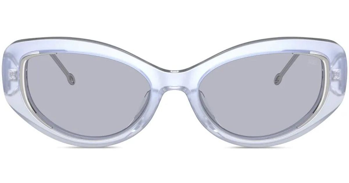 DIESEL Logo-Plaque Cat-Eye Sunglasses in Blue | Lyst UK