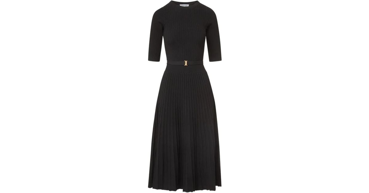 Veronica Beard Elthea Pleated Knitted Midi Dress in Black | Lyst UK