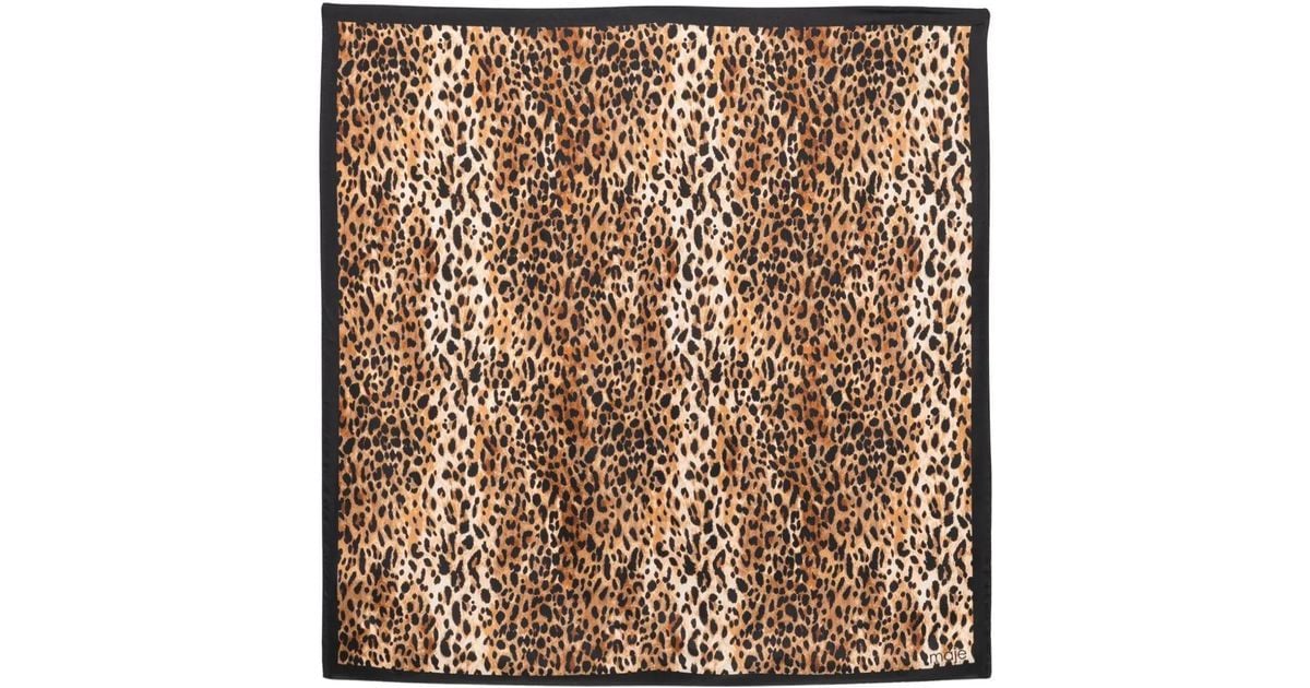Maje Leopard-Print Silk Scarf in Metallic | Lyst UK