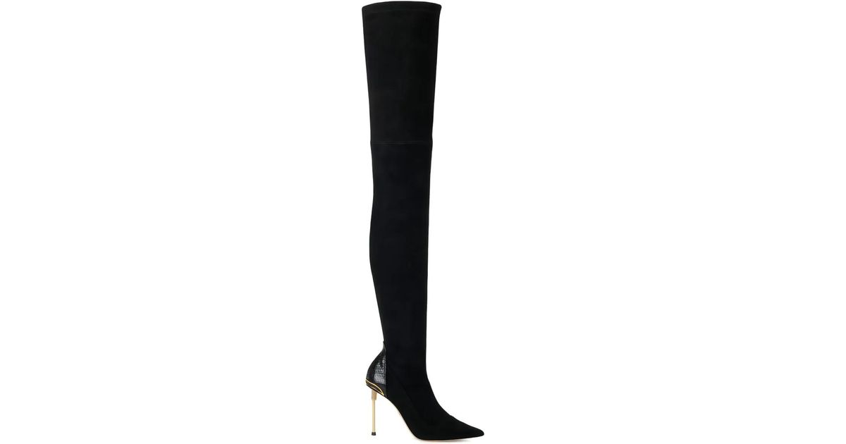 Elisabetta Franchi Tapered Toel Leather Boots in Black | Lyst