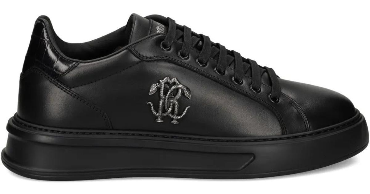Roberto Cavalli Logo-Plaque Platform Sneakers in Black for Men | Lyst