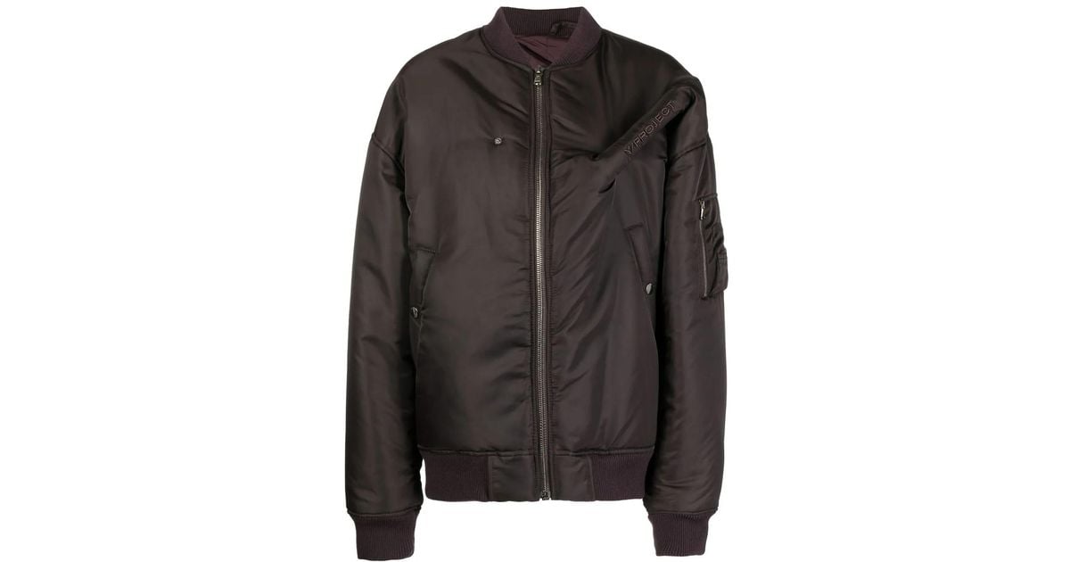 Y. Project Embroidered-Logo Pinched Bomber Jacket in Black | Lyst UK