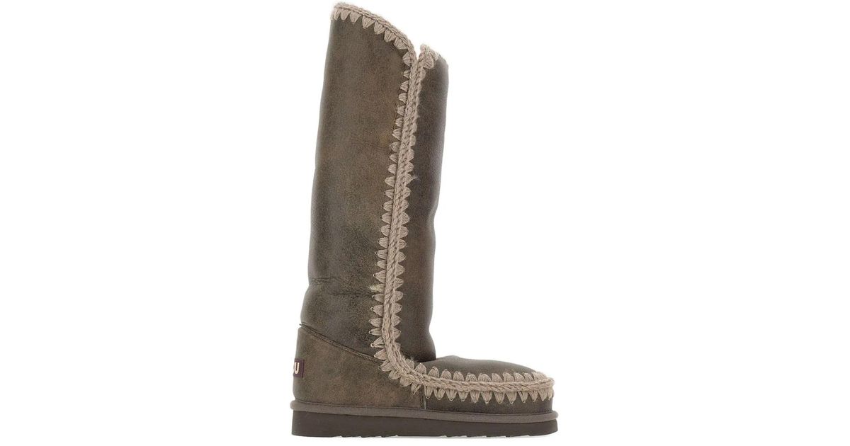 Mou Eskimo 40 Crocheted-Details Boots in Brown | Lyst UK
