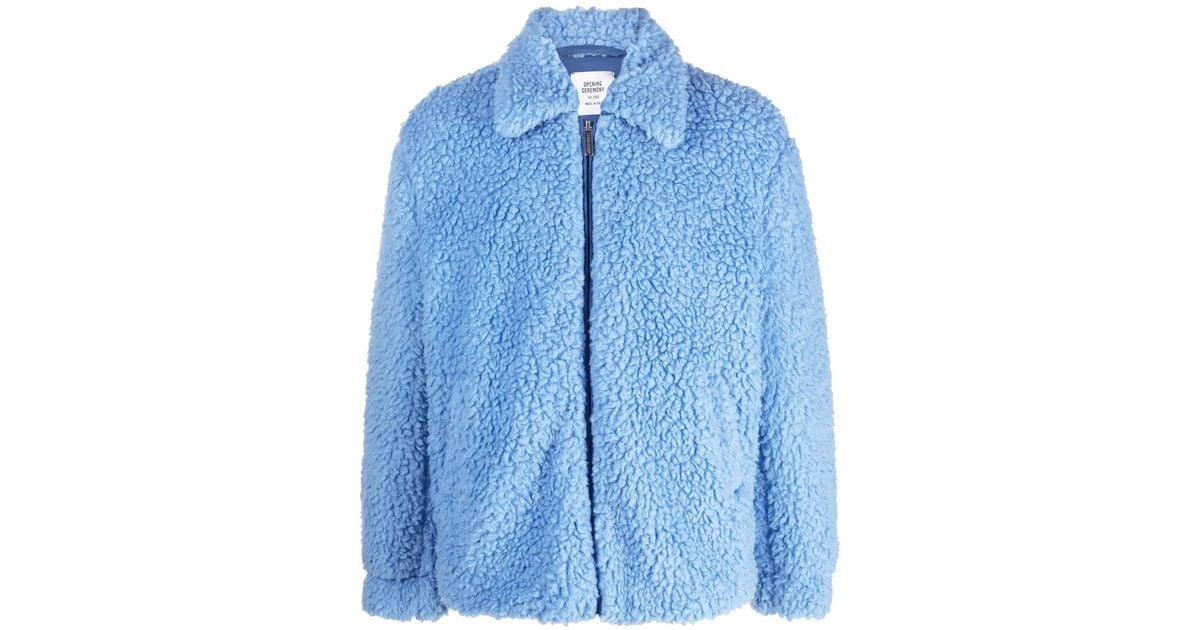 Opening Ceremony Faux-Shearling Jacket in Blue for Men | Lyst