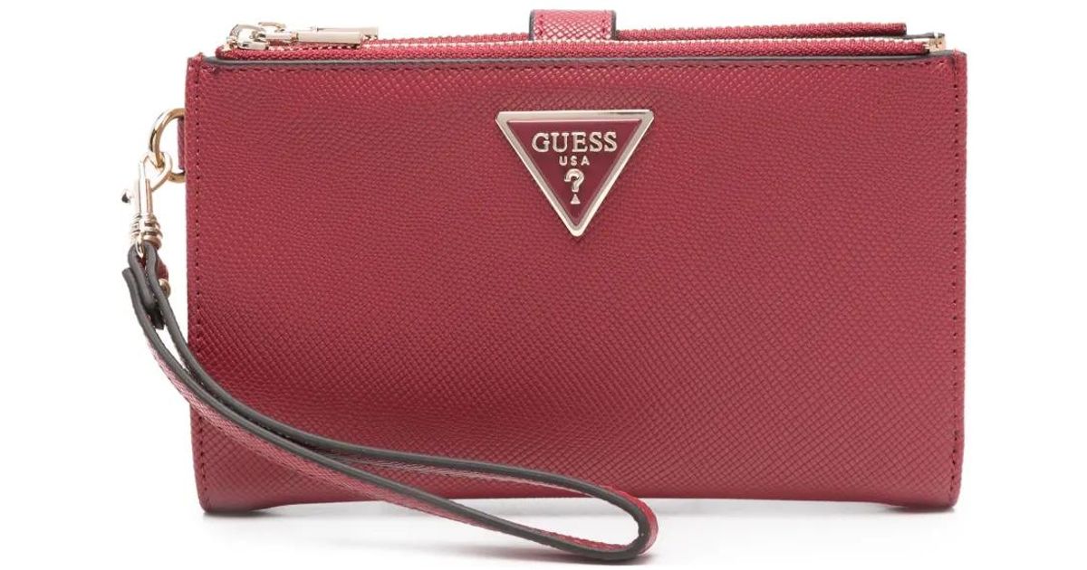 Guess Triangle Logo Leather Wallet in Purple | Lyst UK