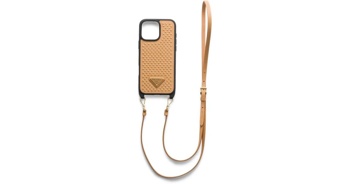 Prada Studded Iphone 16 Pro Max Case in White | Lyst