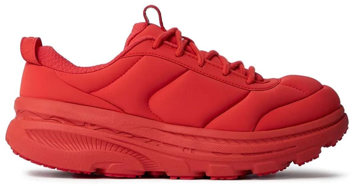 Hoka One One Bondi Quilted Lace-Up Sneakers in Red | Lyst