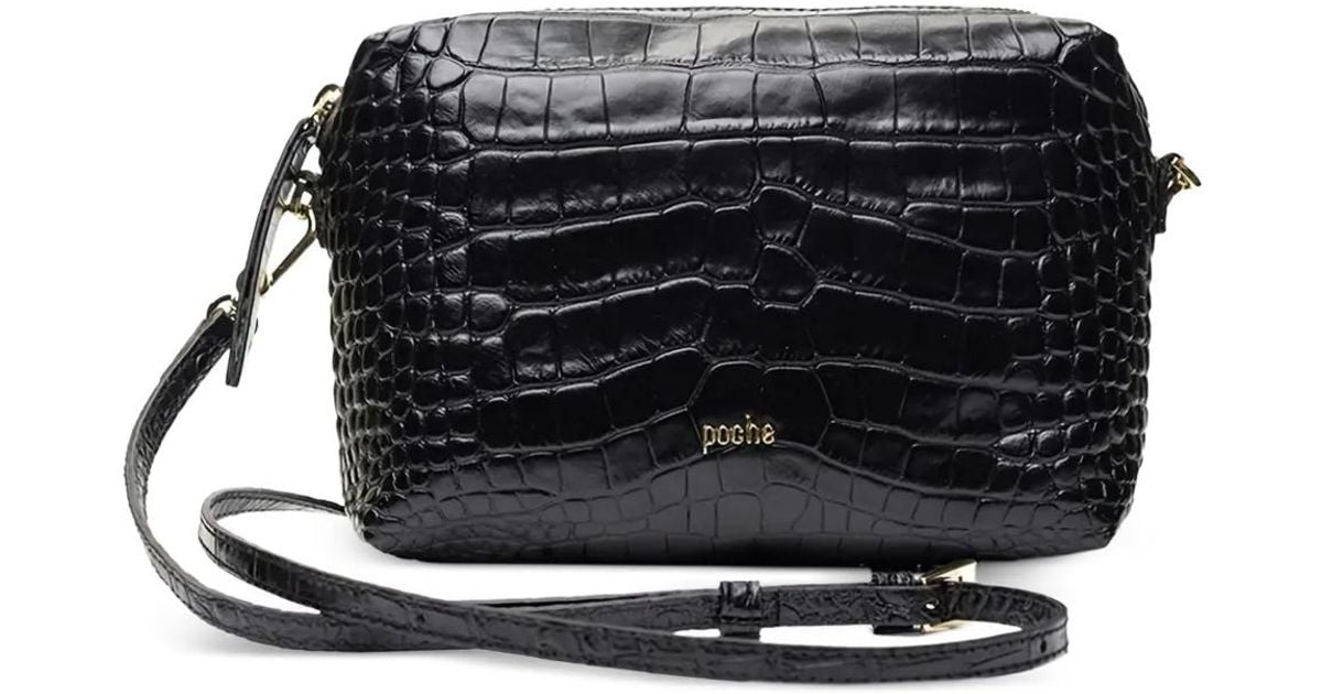 Poche Paris Embossed Cross Body Bag in Black | Lyst